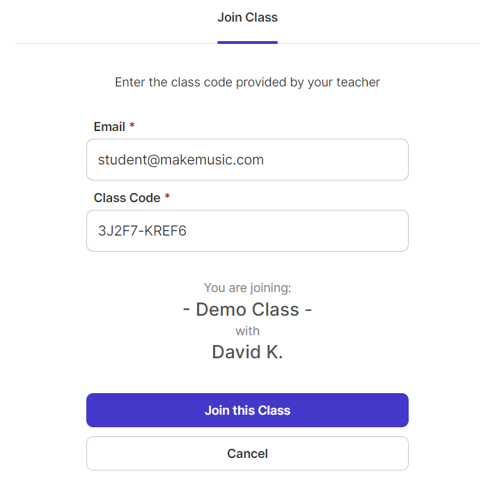 Creating an Account and Joining a Class – MakeMusic Cloud Help Center